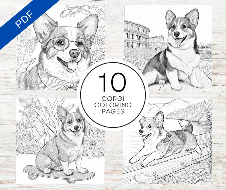 10 Cute Corgi Dogs Coloring Pages Printable Dog Coloring Sheets for ...