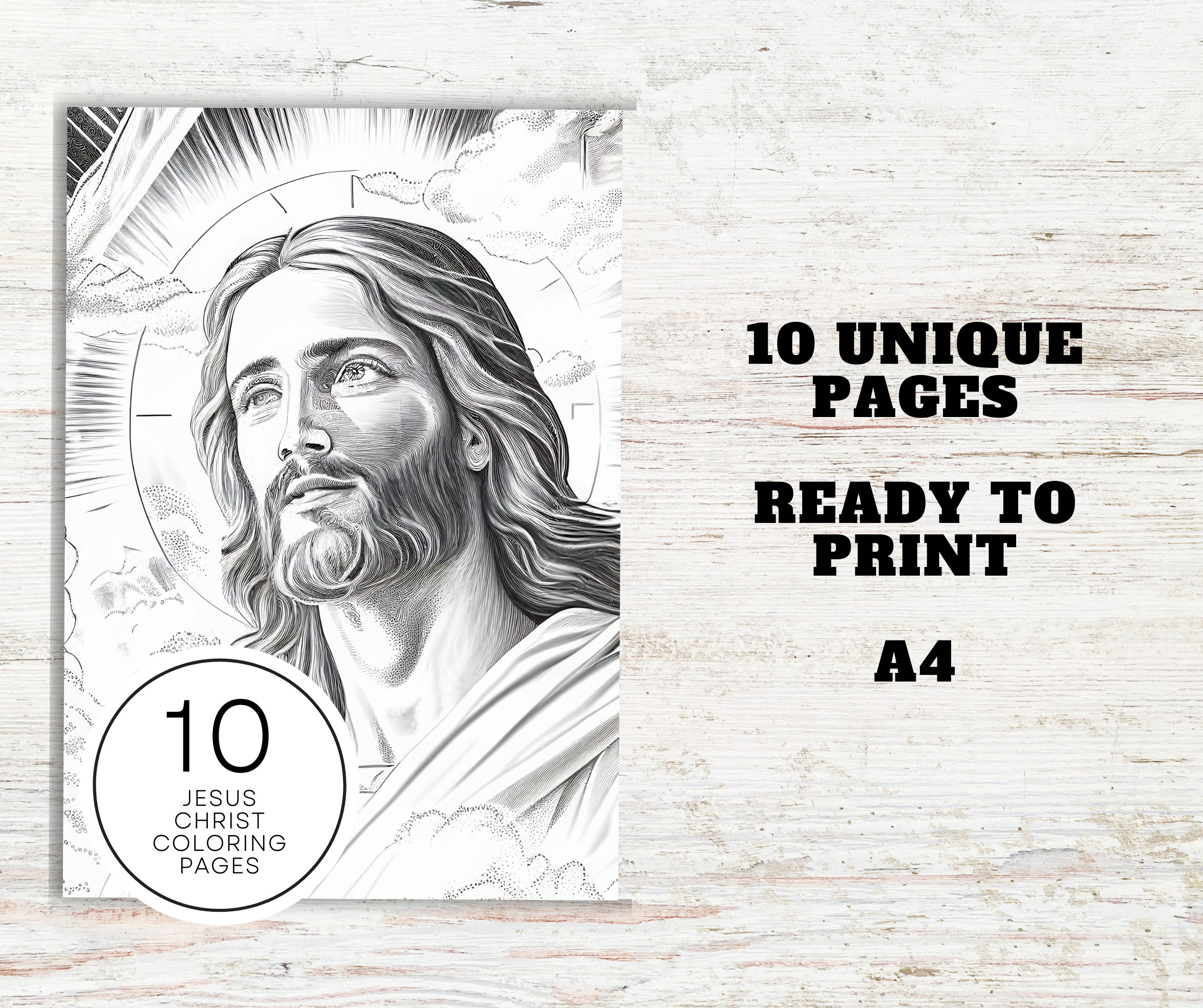 10 Realistic Jesus Christ Coloring Pages | Printable PDF 10 Pages A4 ...