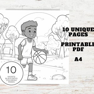 10 Black Boys Sports Coloring Pages | Printable PDF A4 | Inclusive ...