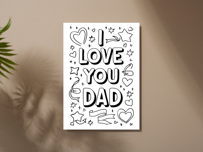 I Love You Dad Printable Coloring Card Father's Day Digital Download ...