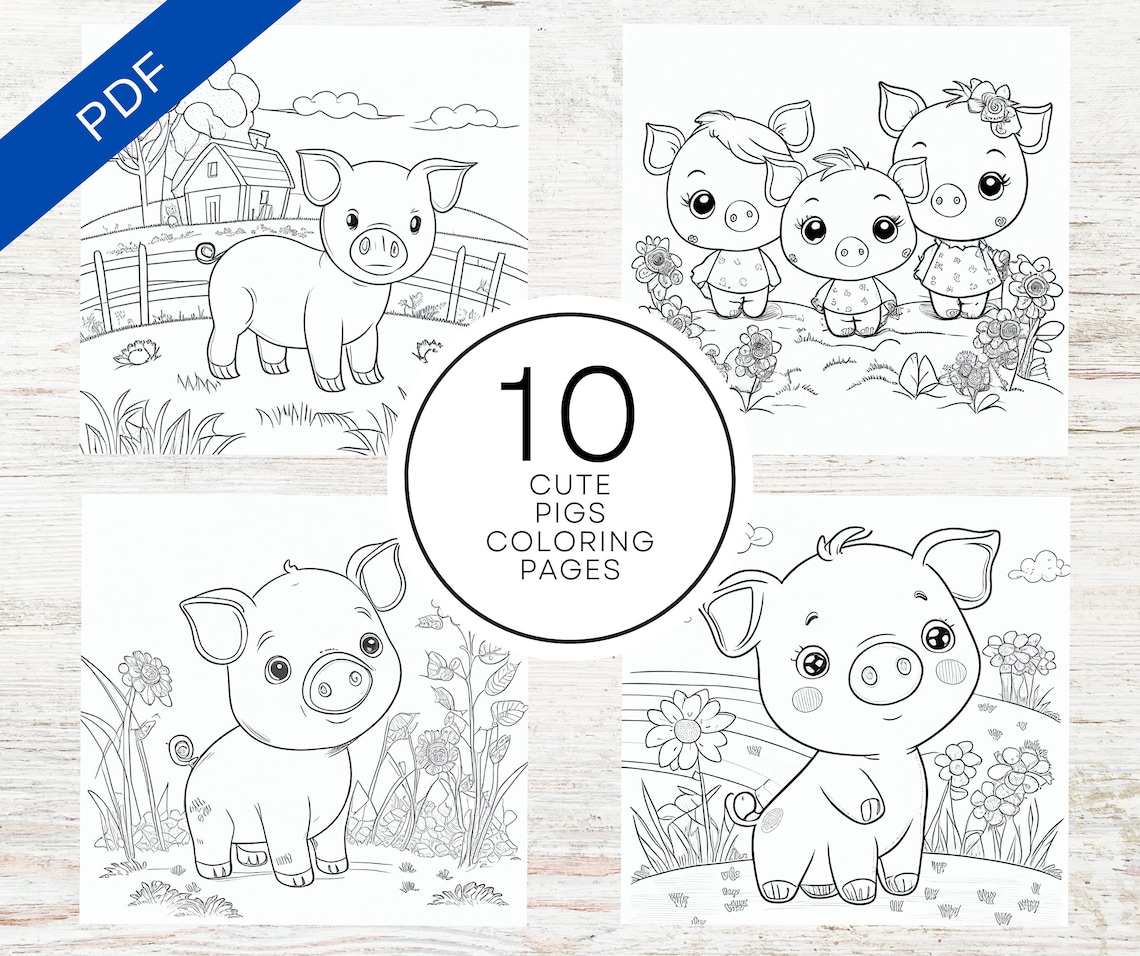 10 Cute Pig Coloring Pages | Animal Coloring Sheets for Kids & Adults ...