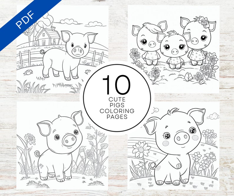 10 Cute Pig Coloring Pages | Animal Coloring Sheets for Kids & Adults ...