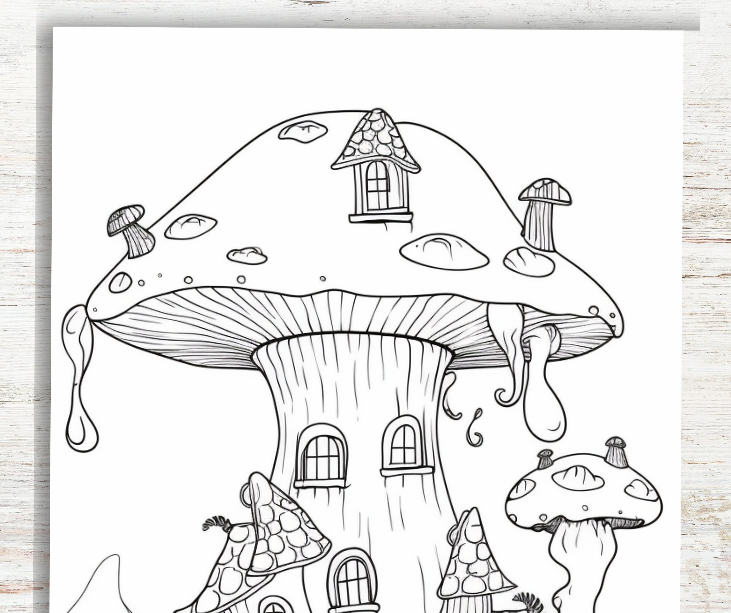 KDP Interior 50 Enchanted Mushroom House Coloring Pages 8.5 X 11 PDF ...