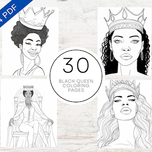 30 Black Queen Coloring Pages | Printable PDF A4 | Adult Coloring Book ...