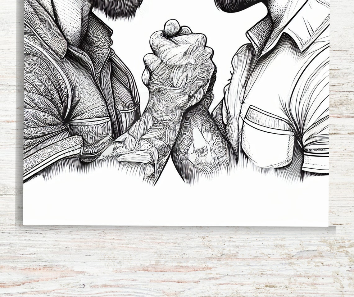 Handsome Gay Men Pride 2023 Coloring Pages | Printable PDF 10 Pages A4 ...