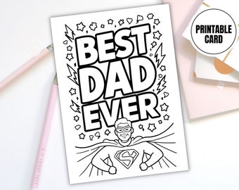 Printable Best Dad Ever Coloring Card | Instant Printable Card ...