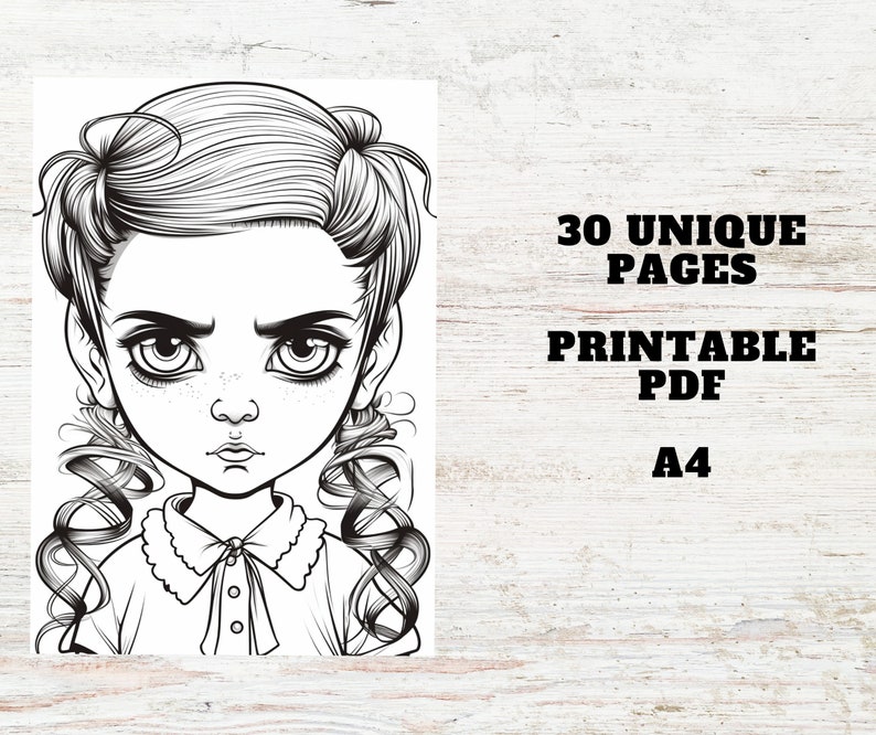 30 Evil Horror Girls Coloring Pages Printable PDF 30 Pages A4 Creepy ...