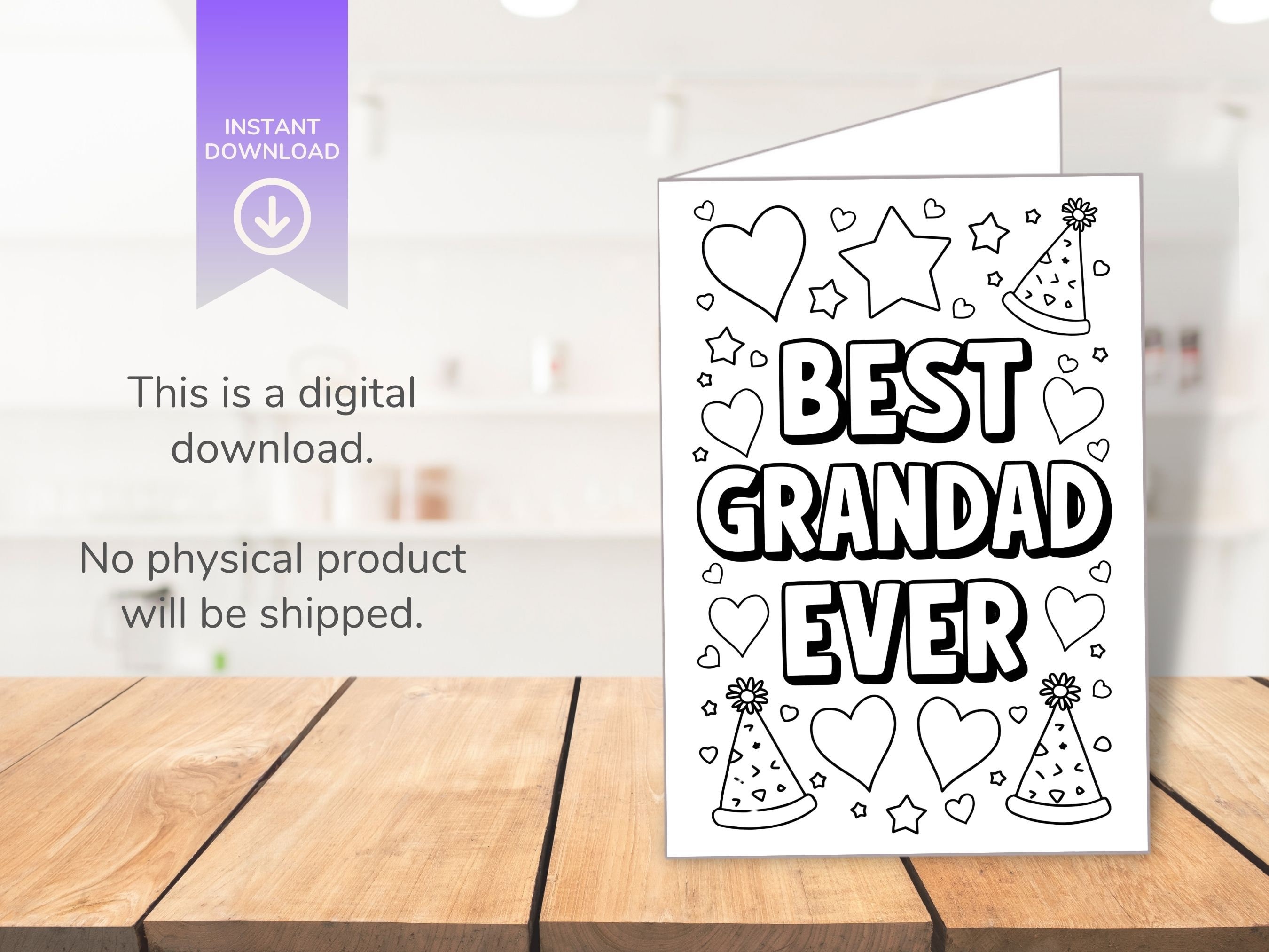 Best Grandad Ever Printable Coloring Card | Digital Father's Day Card ...