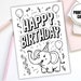 Happy Birthday Elephant Coloring Card | Digital Download | Printable ...
