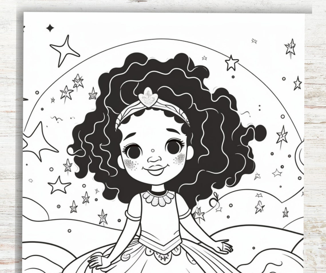 10 Black Princess Coloring Pages | Printable PDF A4 | Inclusive Cute ...