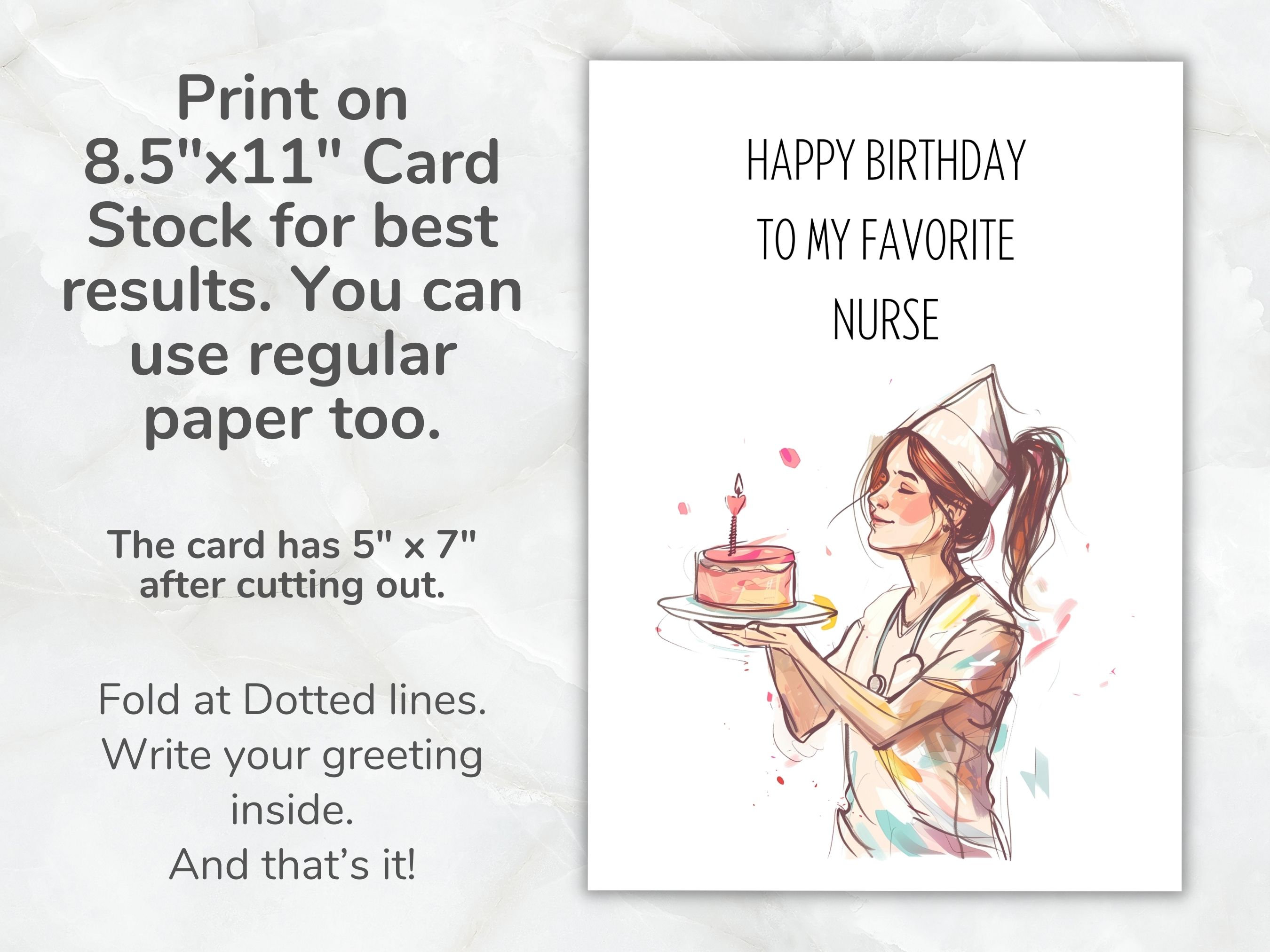 Happy Birthday to My Favorite Nurse Printable Greeting Card - High ...