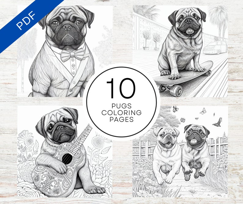 10 Cute Pugs Coloring Pages | Printable Dog Coloring Sheets for Teens ...