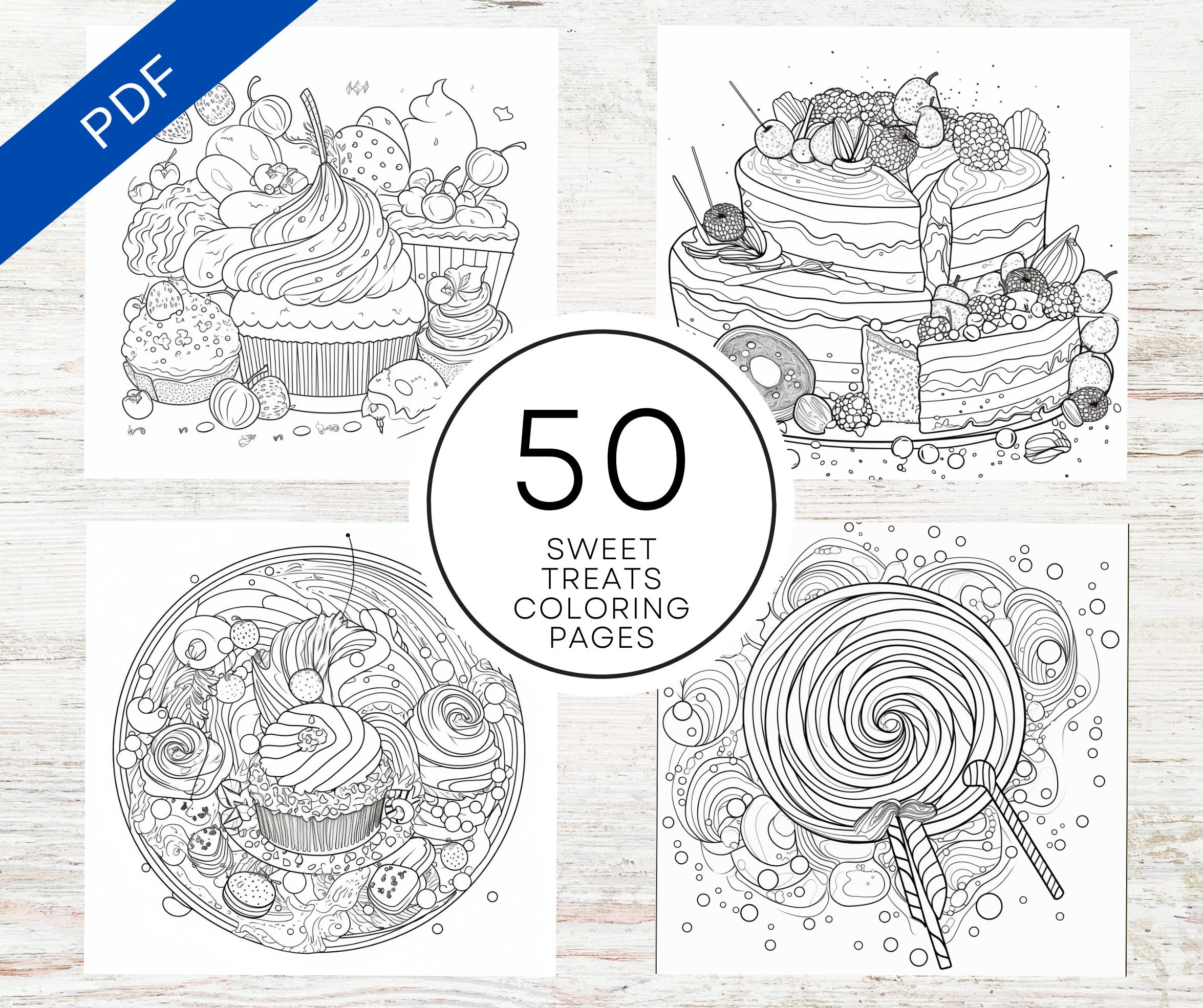 KDP Interior Sweet Treats Coloring Pages 8.5 X 11 PDF Canva Template ...