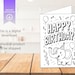 Happy Birthday Elephant Coloring Card | Digital Download | Printable ...