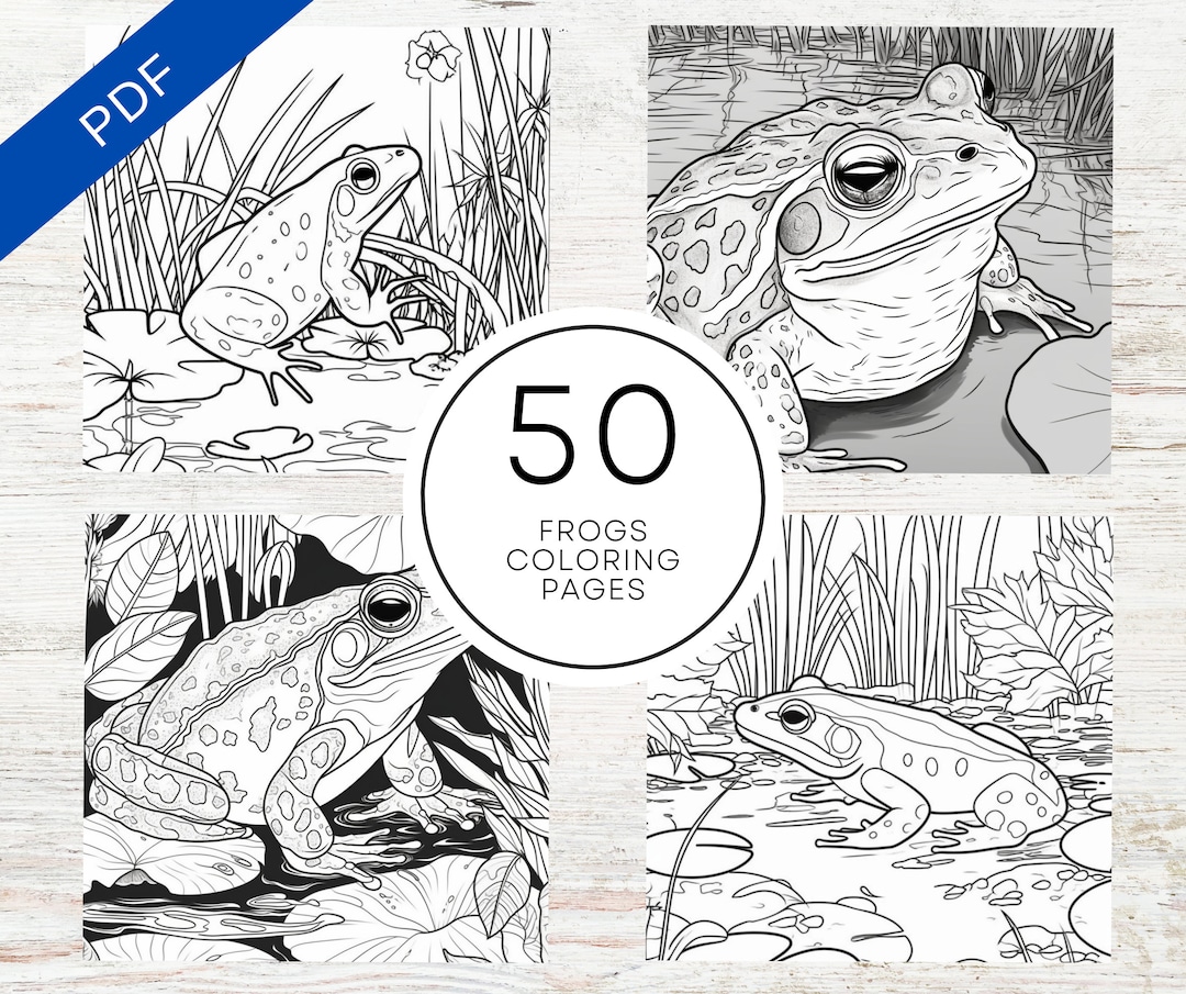 KDP Interior 50 Frogs Coloring Pages | 8.5" X 11" Printable PDF & Canva ...