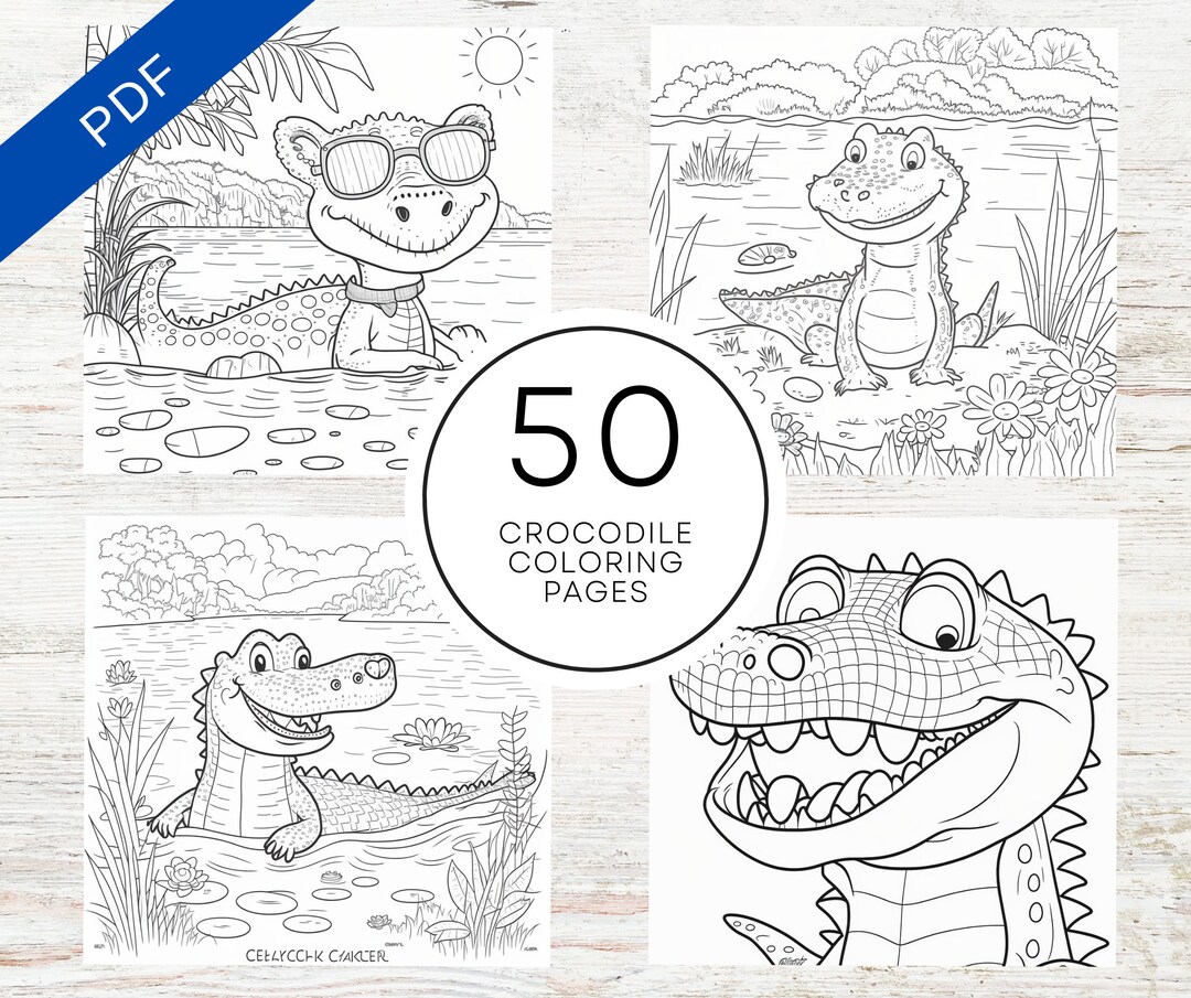 KDP Interior 50 Crocodile Coloring Pages | 8.5" X 11" Printable PDF ...