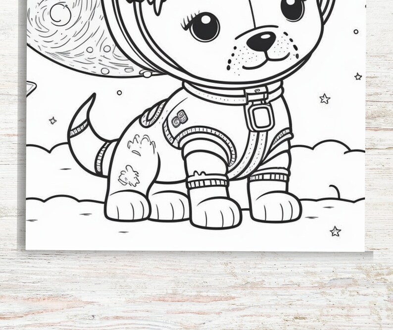 KDP Interior 50 Dogs in Space Coloring Pages 8.5 X 11 Printable PDF ...