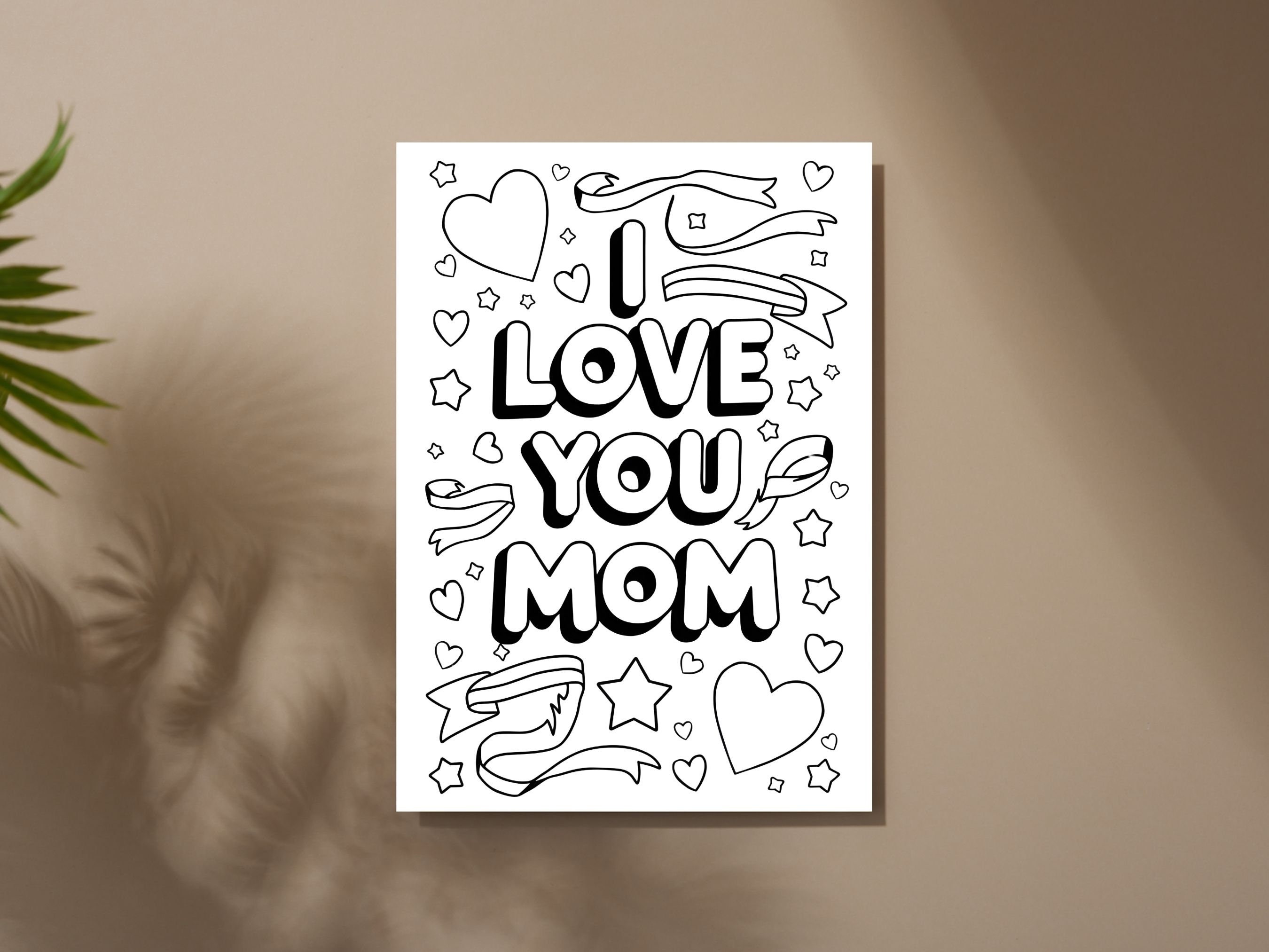 I Love You Mom Printable Coloring Card | Mother's Day Digital Download ...