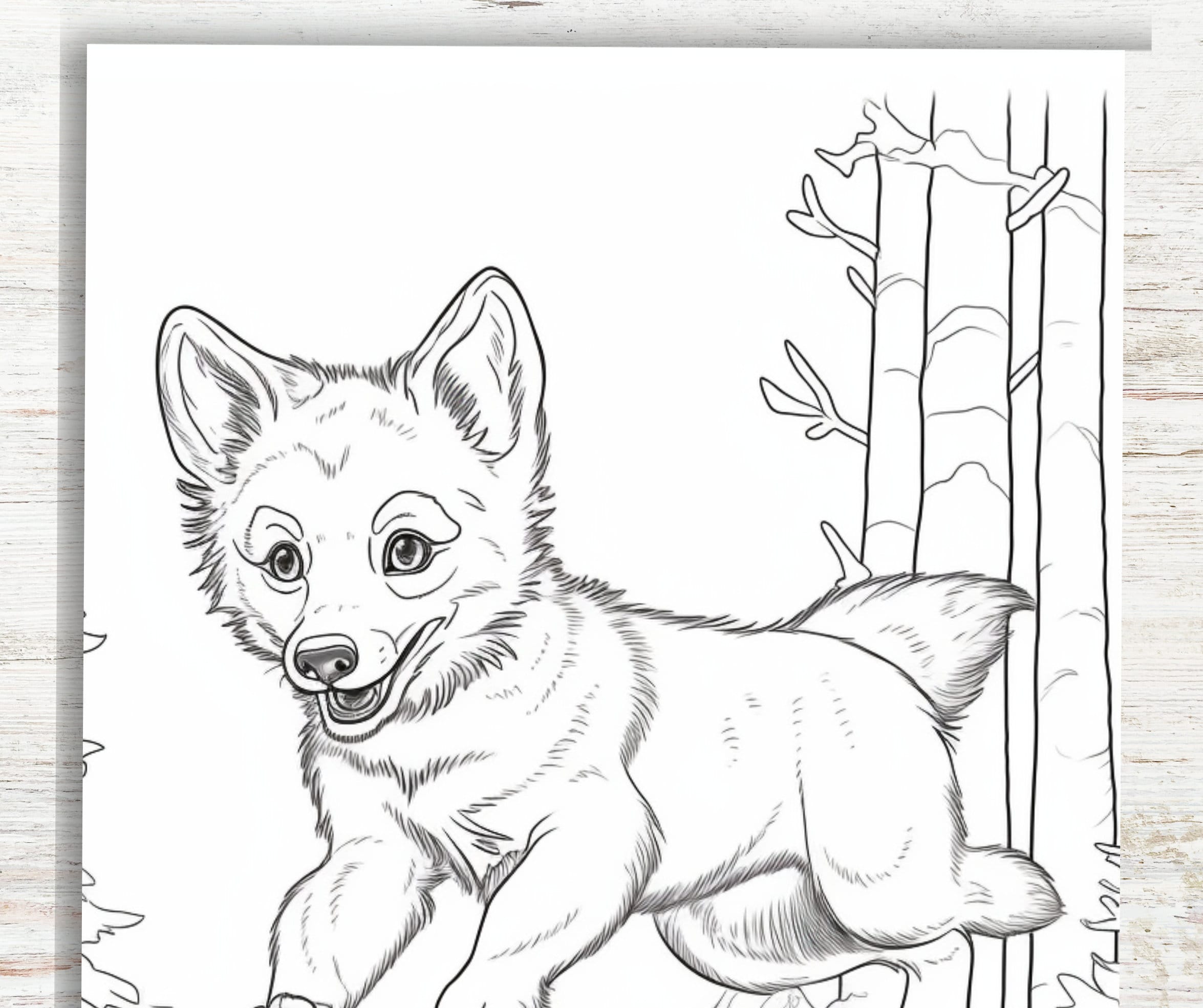 10 Baby Wolf Cubs Coloring Pages | Printable PDF 10 Pages A4 | Cute ...
