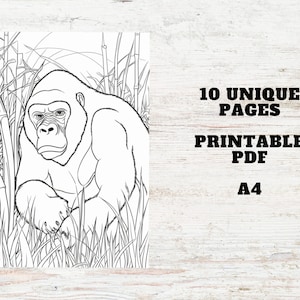 10 Gorilla Coloring Pages | Printable PDF A4 | Mighty Apes | Jungle ...
