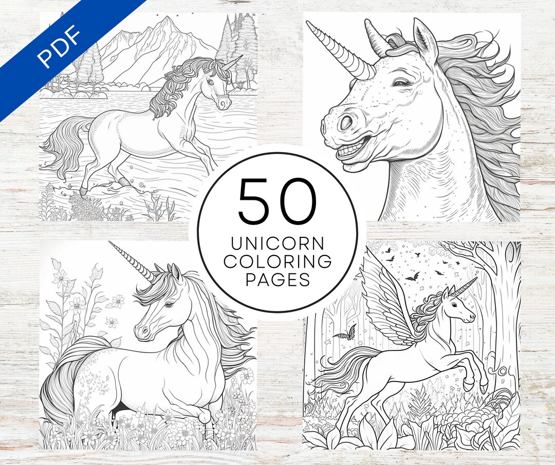 KDP Interior 50 Unicorn Coloring Pages for Teens & Adults | 8.5" X 11 ...