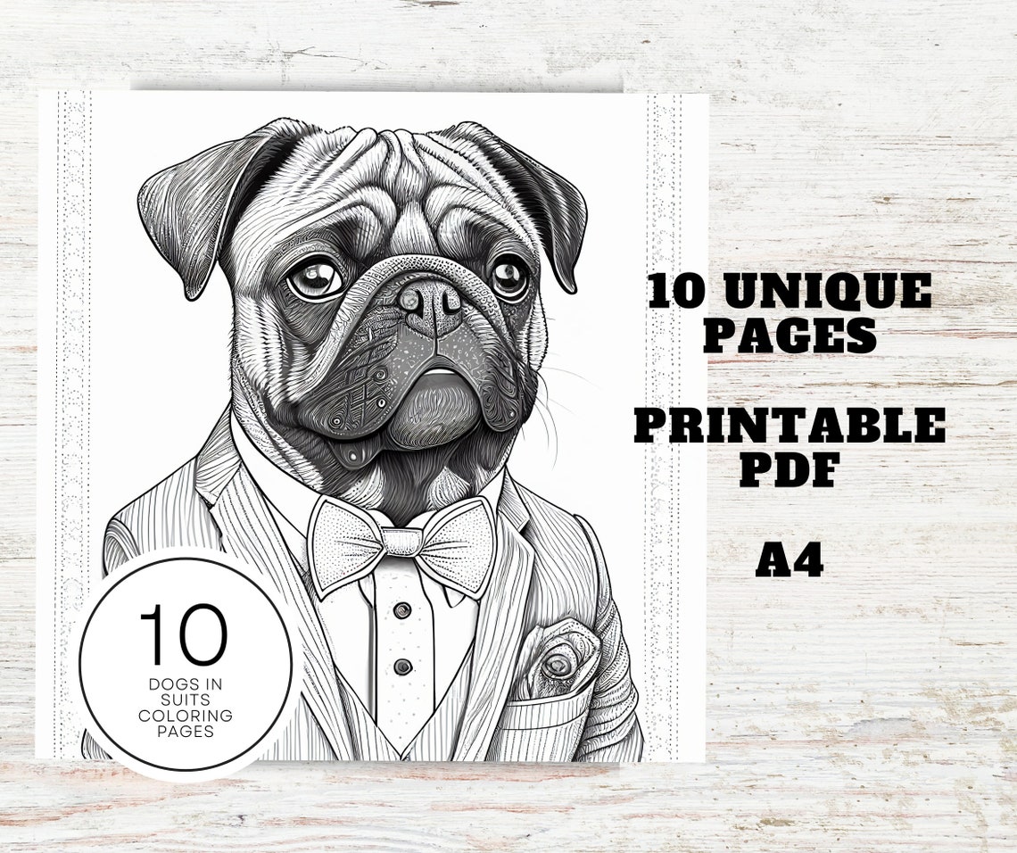10 Dogs in Suits Coloring Pages | Printable Dog Coloring Sheets for ...