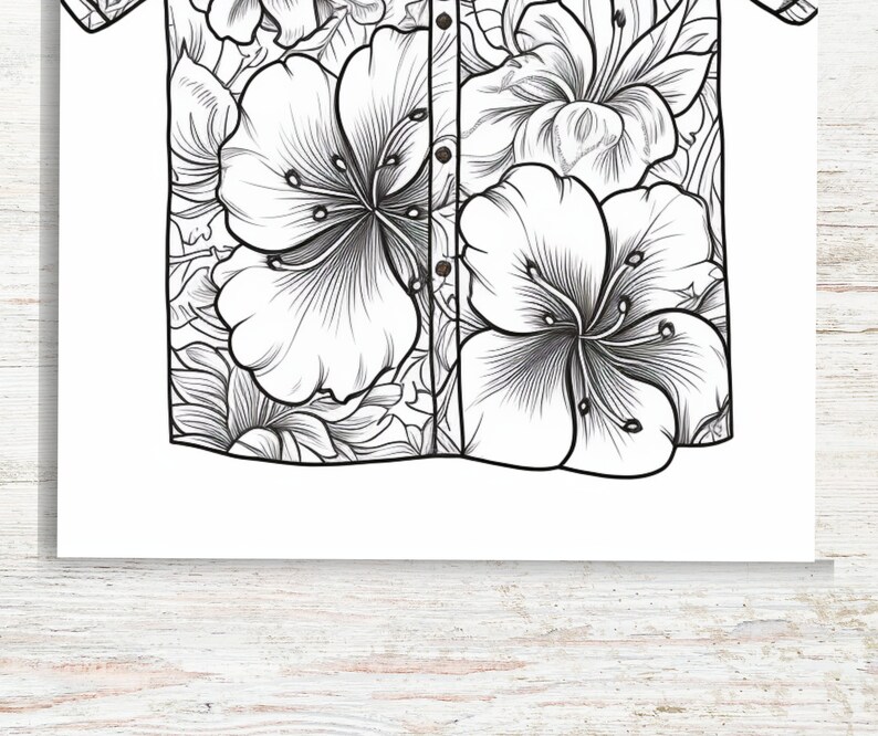 KDP Interior Hawaiian Shirts Coloring Pages 8.5 X - Etsy