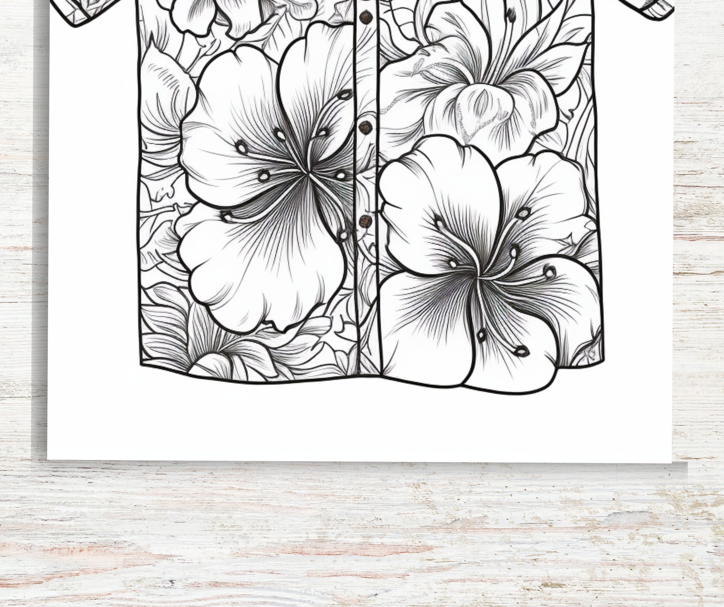 KDP Interior Hawaiian Shirts Coloring Pages 8.5 X - Etsy