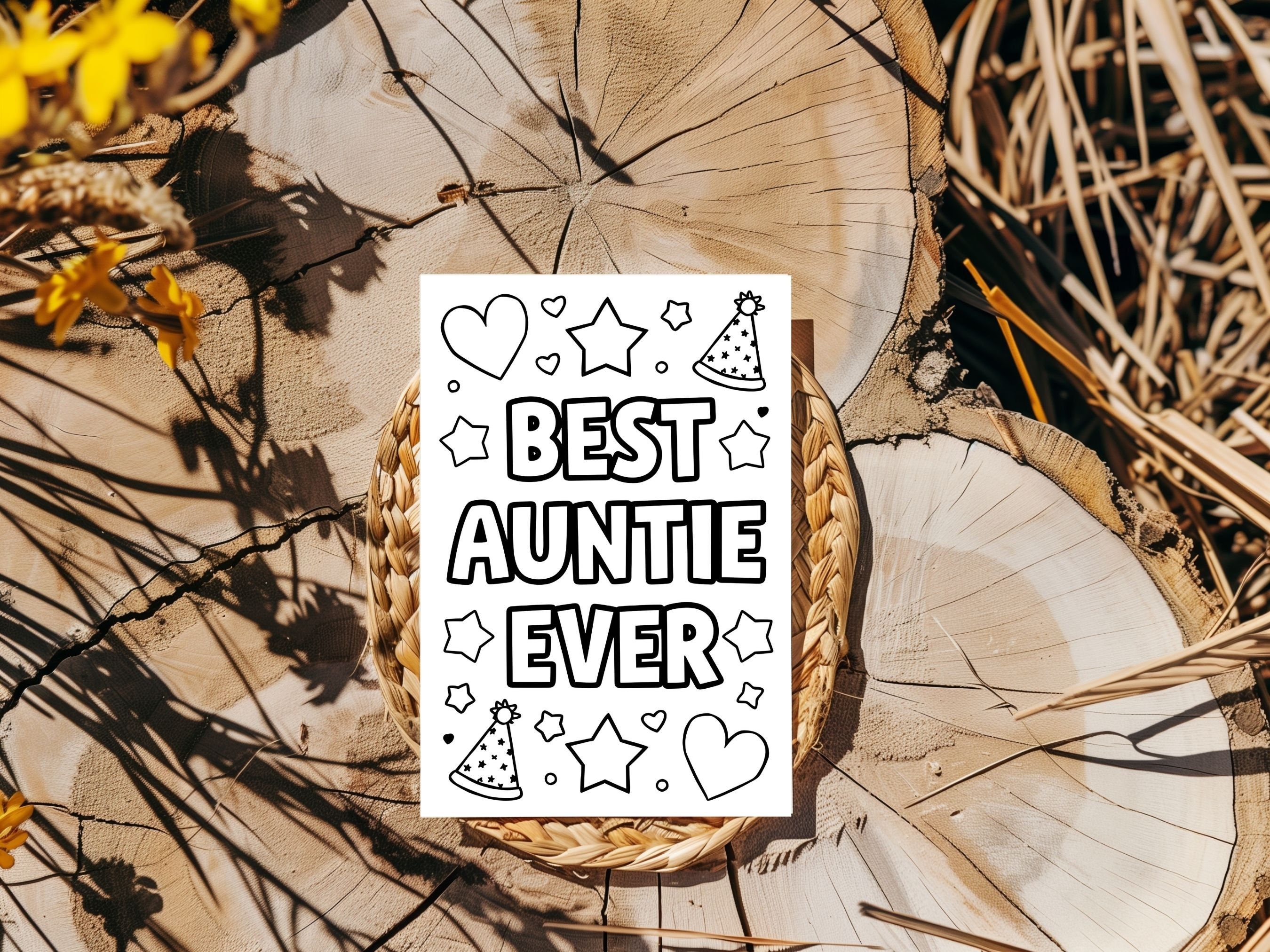 Best Auntie Ever Coloring Card - Instant Download Printable Digital ...