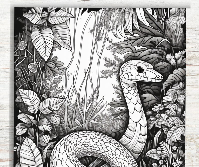 10 Snake Coloring Pages for Kids A4 Printable PDF Reptile Coloring Book ...