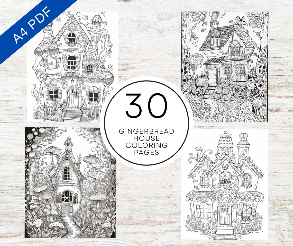 30 Gingerbread Houses Coloring Pages Printable PDF 30 Pages - Etsy
