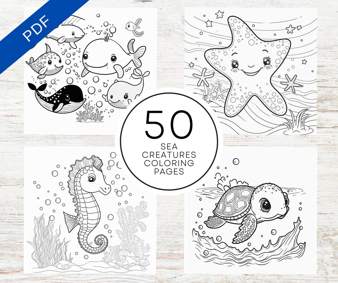 KDP Interior Sea Creatures Coloring Pages | 8.5" X 11" Printable PDF ...