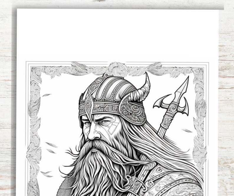 Viking Warrior Coloring Pages 8.5 X 11 PDF 10 Pages Norse Mythology ...