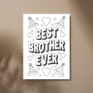 Best Brother Ever Printable Coloring Card | Digital Download | Fun DIY ...