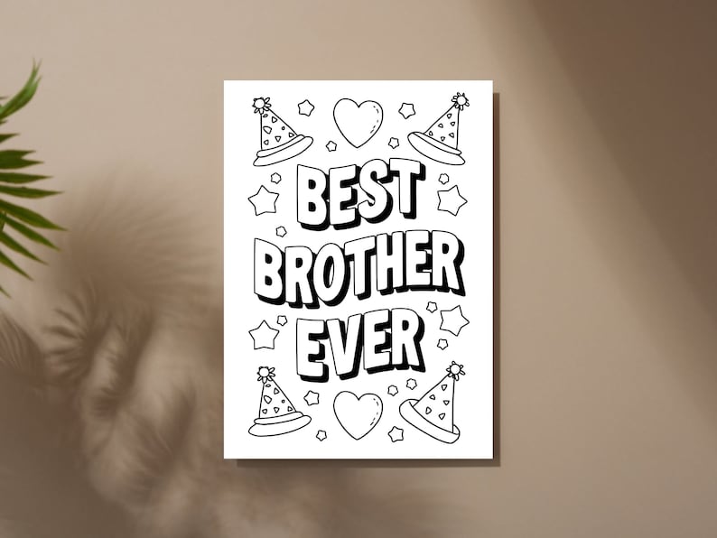 Best Brother Ever Printable Coloring Card | Digital Download | Fun DIY ...