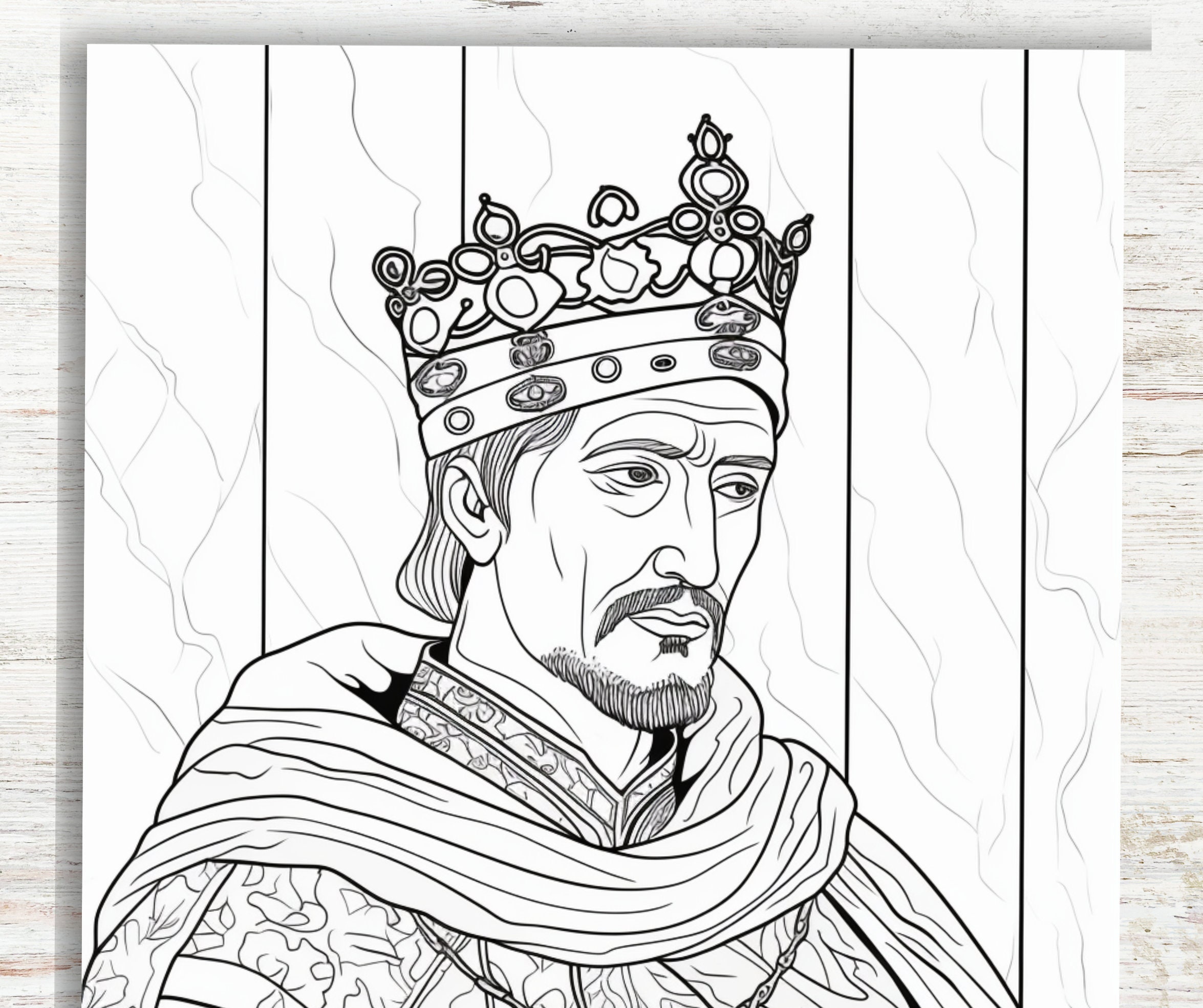 30 Medieval King Coloring Pages | Printable PDF 10 Pages A4 | Grayscale ...
