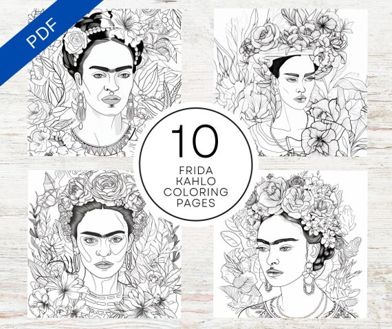 Chicano Coloring Page Frida Kahlo Hispanic Heritage Month Frida
