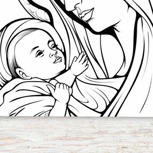10 Mother Mary Coloring Pages | Printable PDF 10 Pages A4 | Stress ...