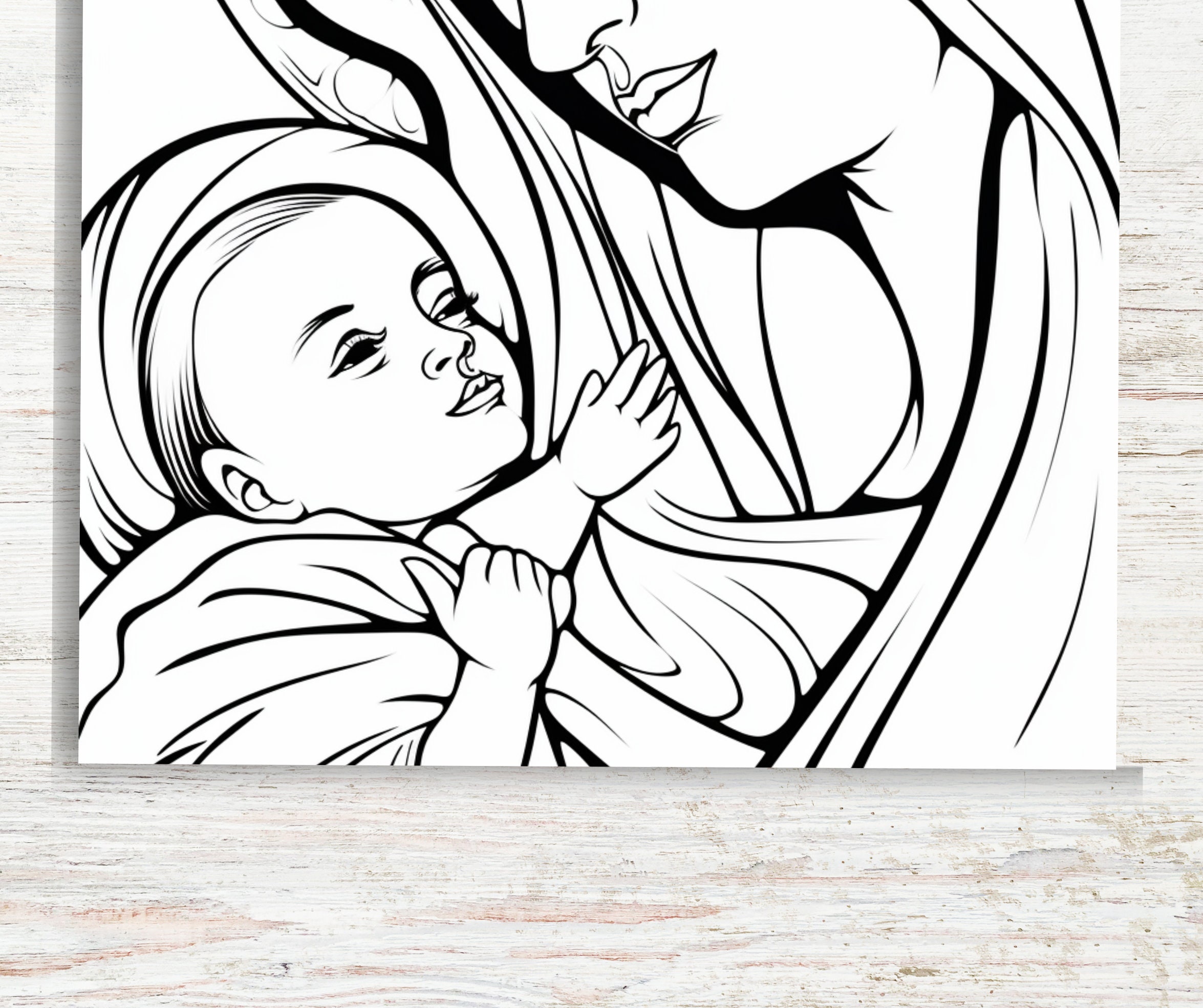 10 Mother Mary Coloring Pages Printable PDF 10 Pages A4 Stress Relief ...