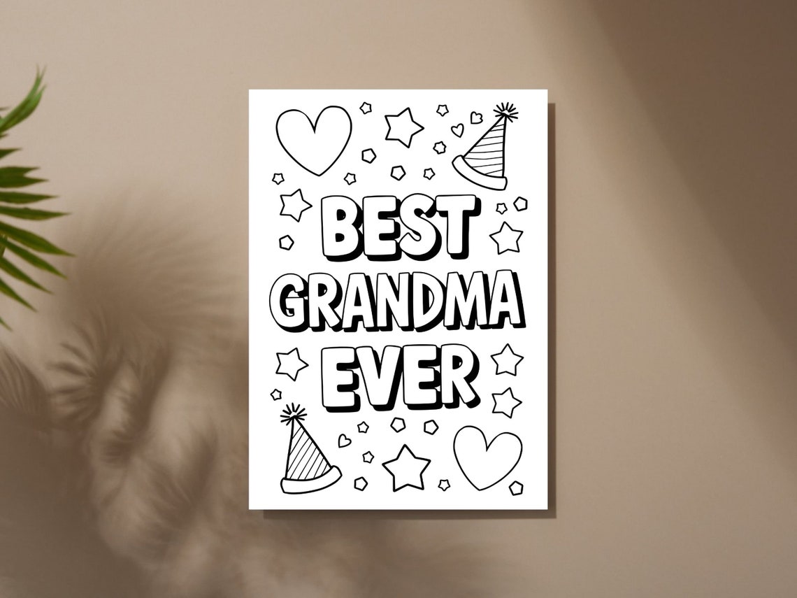 Best Grandma Ever Printable Coloring Card Digital Download Mother's Day ...