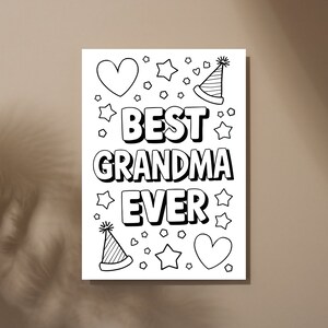 Best Grandma Ever Printable Coloring Card - Digital Download Mother's ...