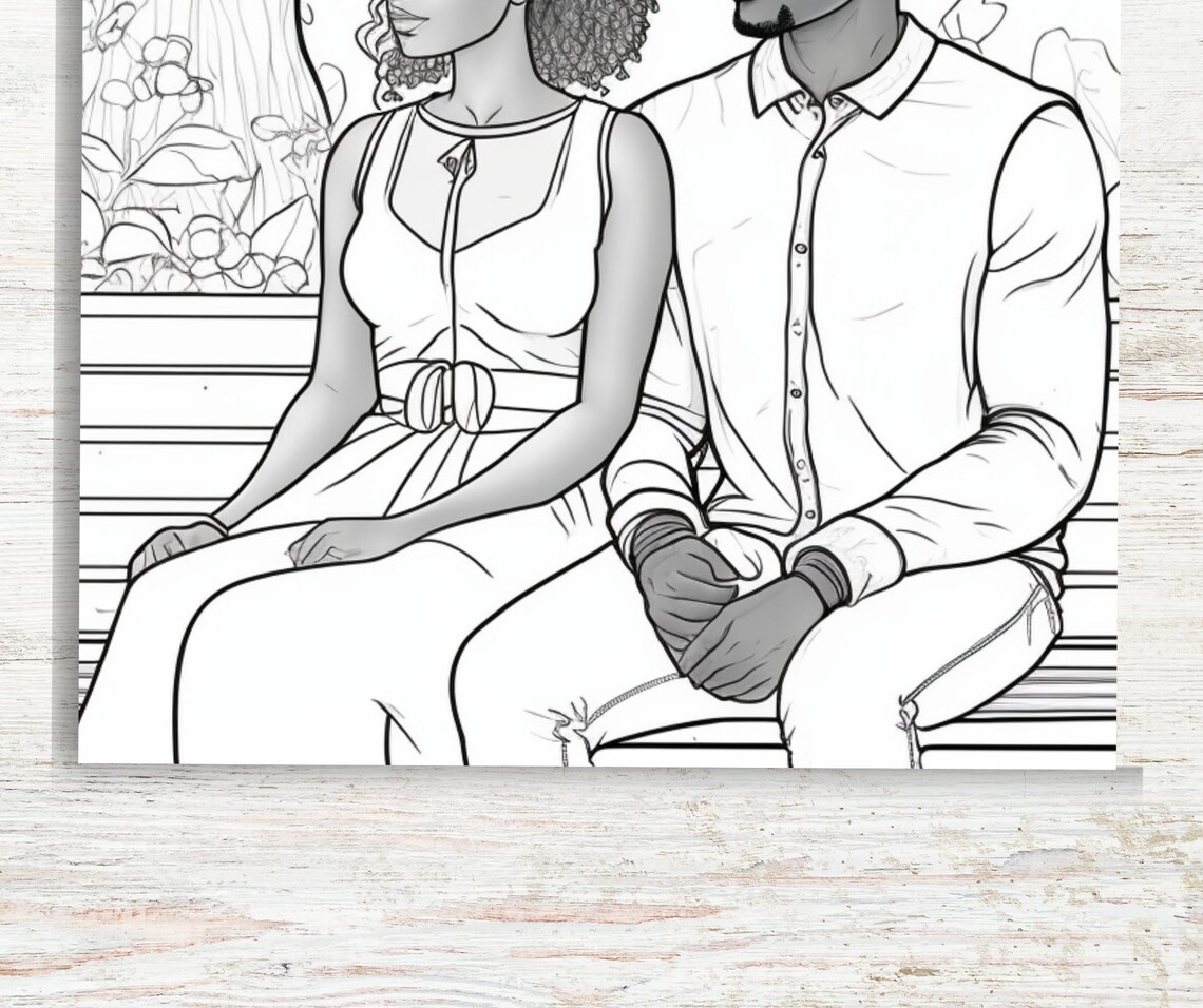 10 Black Couples Coloring Pages | Printable PDF A4 | Adult Coloring ...