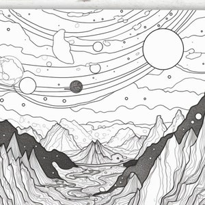KDP Interior 50 Cosmic Landscape Coloring Pages | 8.5" X 11" Printable ...