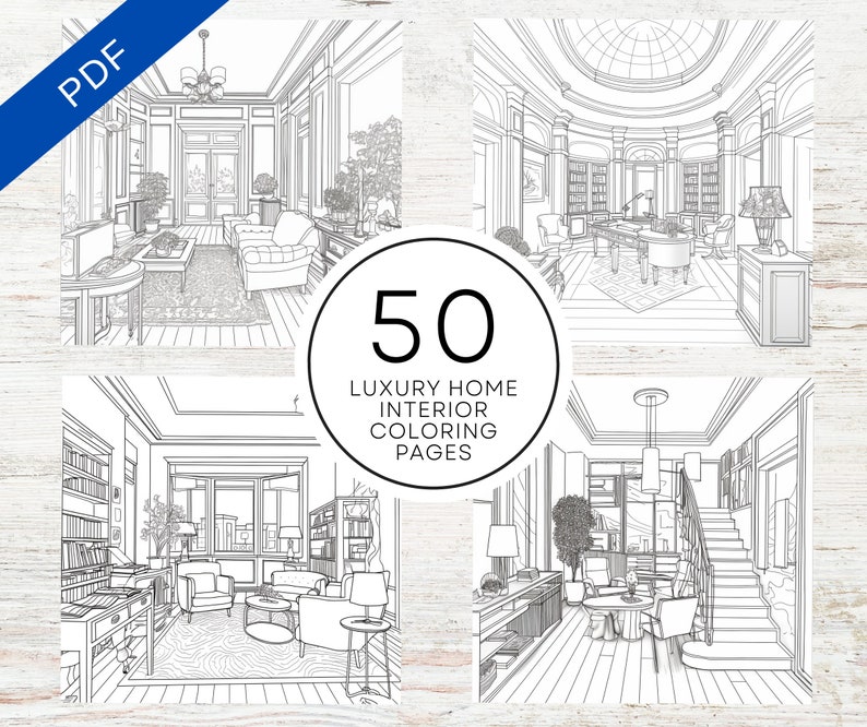 KDP Interior 50 Luxury Home Interior Coloring Pages | 8.5" X 11 ...