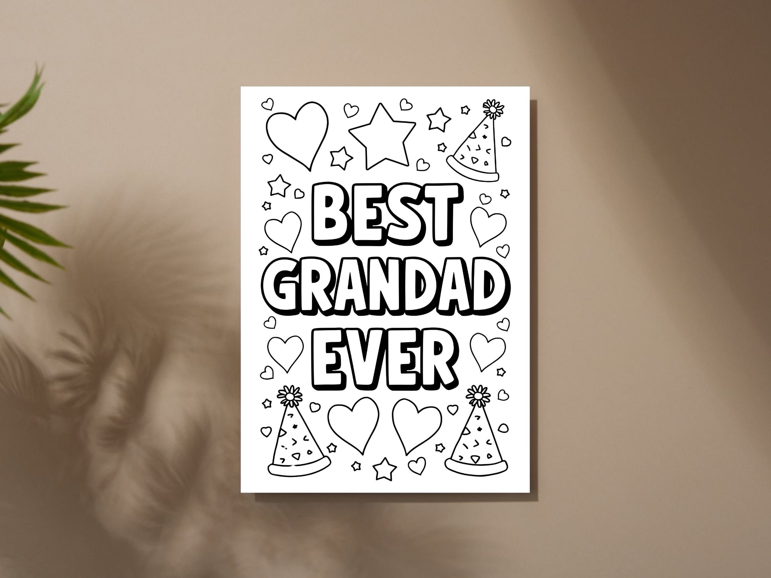 Best Grandad Ever Printable Coloring Card | Digital Father's Day Card ...