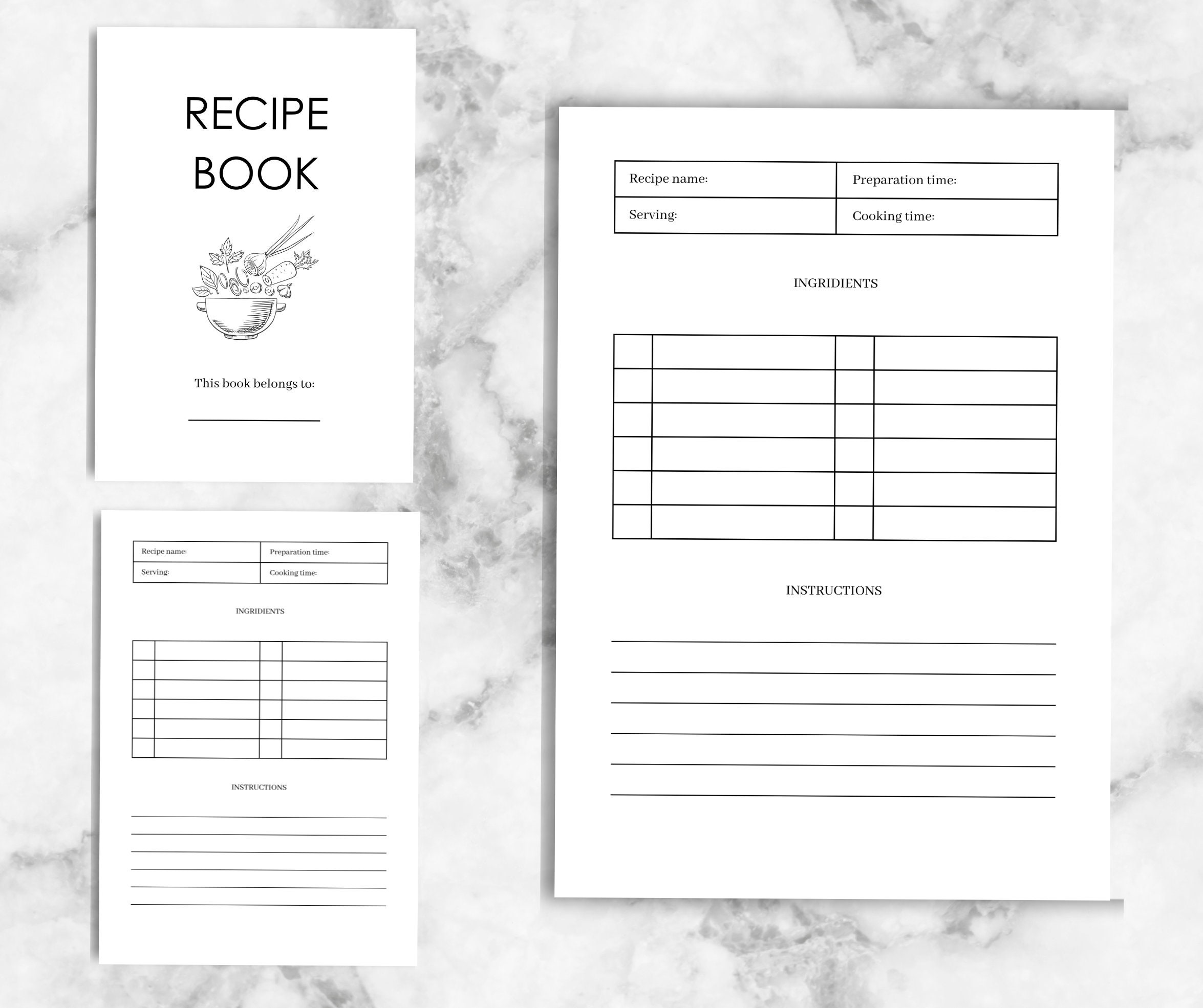 KDP Interior Recipe Book Template PDF Commercial Use Low Content Book ...