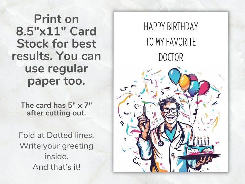 Happy Birthday Card for Doctor - Printable Favorite Doctor Greeting ...