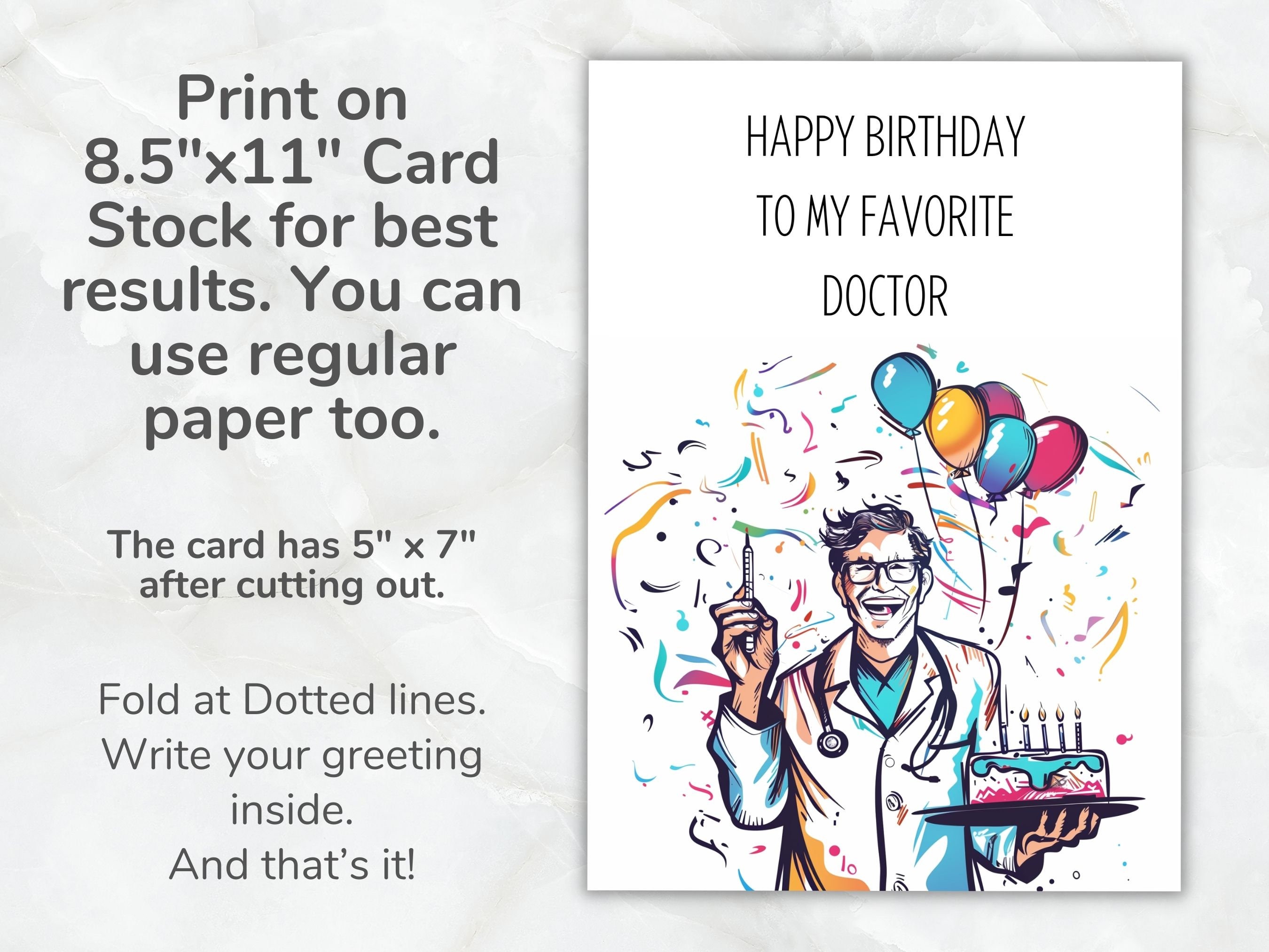 Happy Birthday Card for Doctor - Printable Favorite Doctor Greeting ...