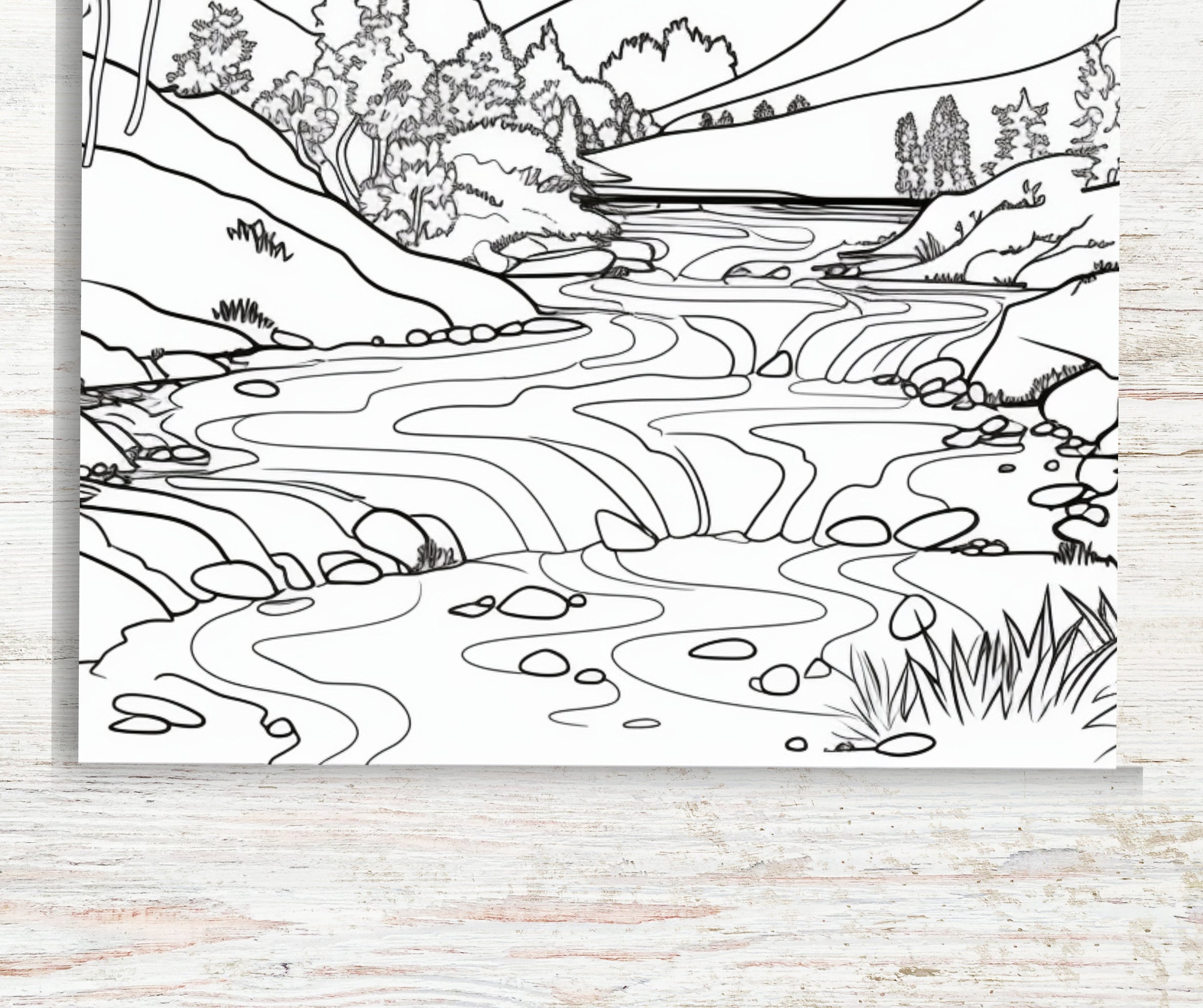 KDP Interior 50 River Landscape Coloring Pages 8.5 X 11 Printable PDF ...
