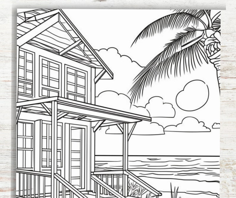 KDP Interior 50 Beach House Coloring Pages | 8.5" X 11" PDF & Canva ...